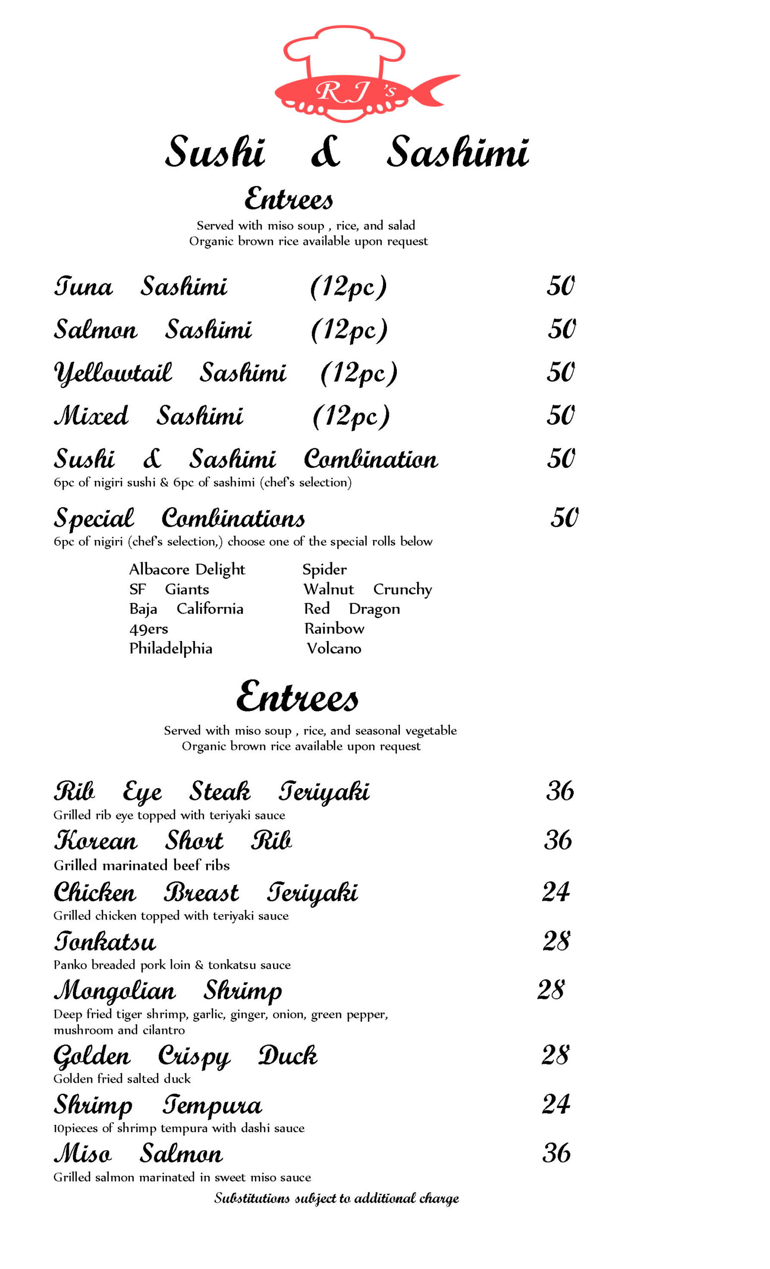 Flippable Menu | RJS Asian Fusion